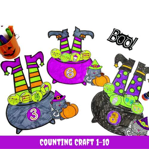Halloween Witch Math Craft | Fall Crafts | Subitizing Numbers 1 to 10