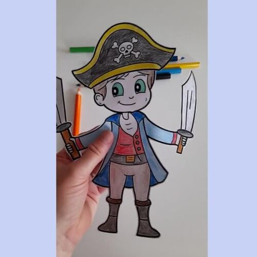 Pirate cut and paste, Pirate craft printable for preschool and up