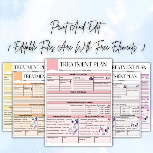 Treatment Plan Nursing School Practice Sheets Editable Printable ...