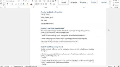 NEW Instructional Coach: Content Planning Tool, Guiding Questions ...