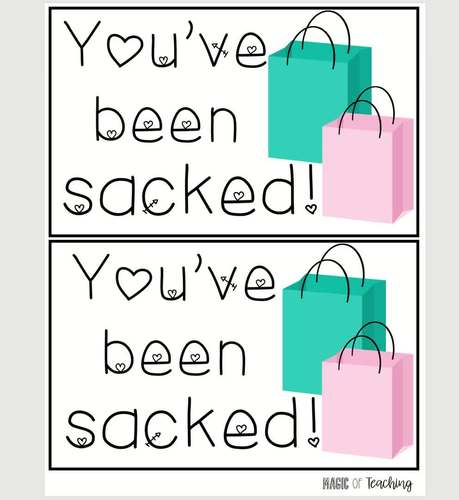 You've Been Sacked for Teacher and Staff Morale- Staff Sunshine | TPT