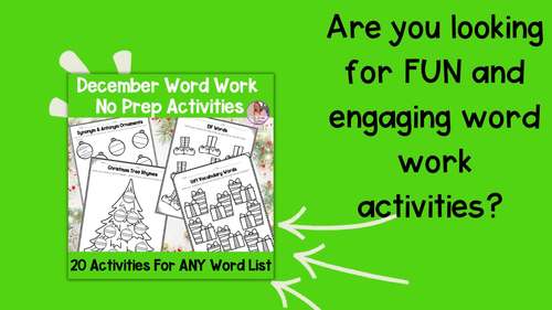 December | Christmas Word Work Activities For ANY Word List by Fiddleheads