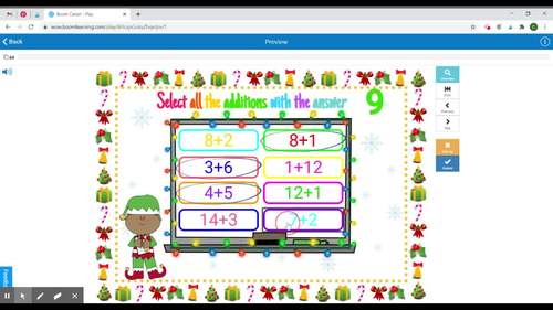 Christmas Math Addition Facts Within 20 Boom Cards Digital Math Games