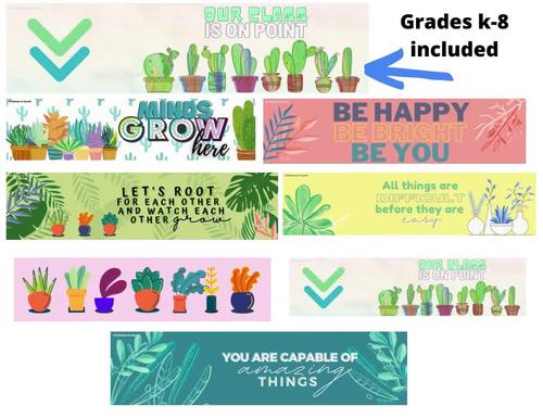 Animated Google Classroom Headers (Plants- succulents, cacti, flowers)
