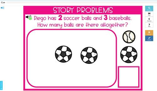 Story Problems / Distance Learning / Boom Cards™ by Freckled in Kinder