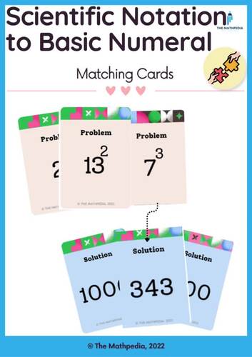 Matching Card Activity: Scientific Notation to Basic Numeral by The ...