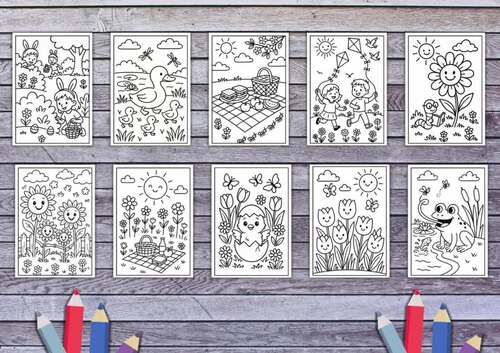 Spring Time | 20 Spring-Themed Coloring Pages for Kids | Easy & Fun