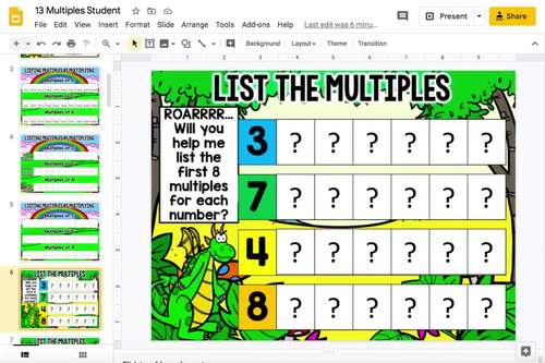 4th Grade Multiples & Common Multiples 4.OA.4 Google Classroom Distance ...