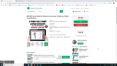 2 Digit by 1 Digit Long Division Boom Cards | Digital Task Cards