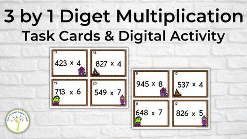Math 3 by 1 Multiplication Write the Room Task Cards Print and Digital ...