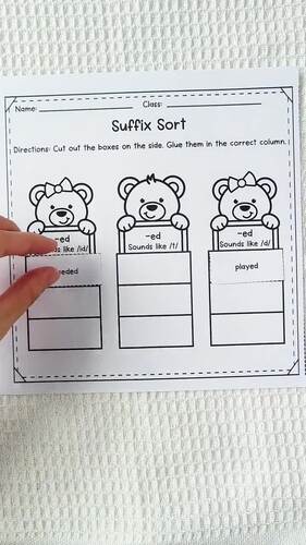 -ED Suffix Sort - /t/, /d/, /id/ Cut and Paste Sorting Activity | TPT