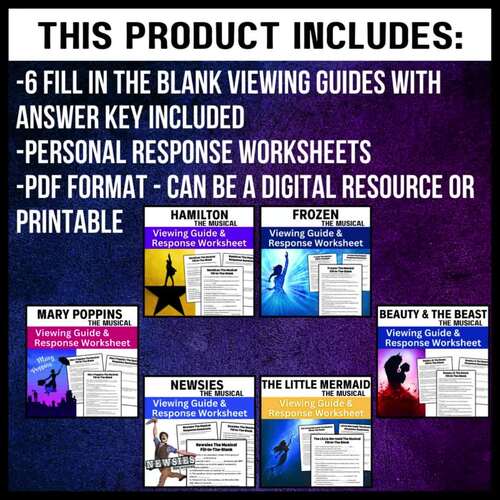Disney Broadway Bundle → 6 Musical Theatre Viewing Guides & Response ...