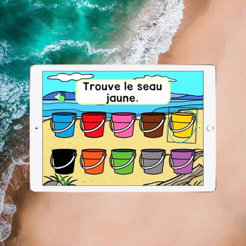 Trouve la couleur JAUNE avec audio | Cartes Boom | La plage | TPT