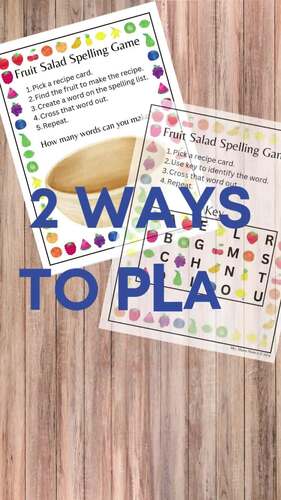 Fruit Salad 3-Letter Early Phonics Beginning Spelling Game ELA Center ...