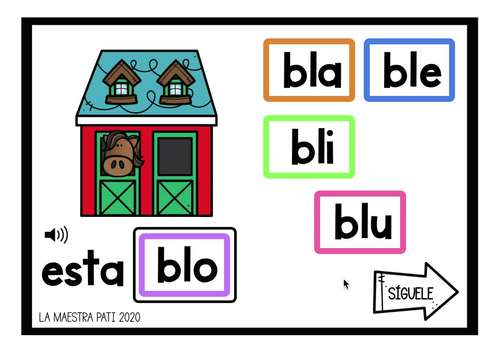 Boom Cards in Spanish- Sílabas trabadas by La Maestra Pati Bilingue