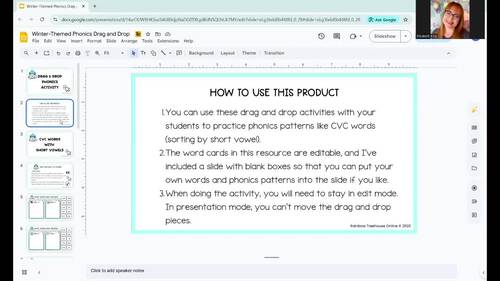 Editable Winter Phonics Google Slide Game: Kindergarten-1st Grade ELA ...