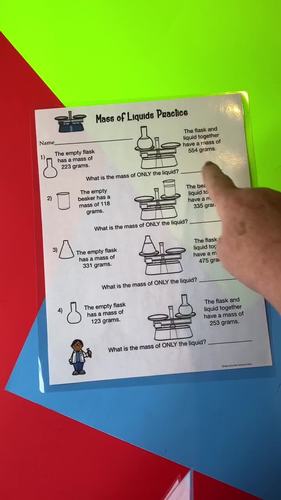 Finding the MASS OF LIQUIDS Activity Review 3 Practice Worksheets