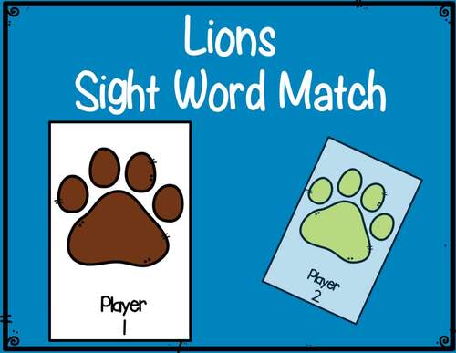Lions Themed Sight Word Match Games by The Teaching Scene by Maureen