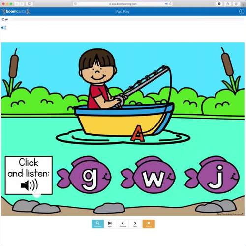 Click and Listen Lowercase Letter Sound Recognition Boom Cards for ...