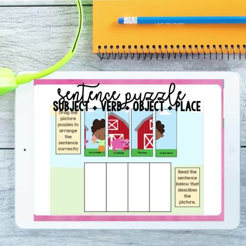 NO PRINT NO PREP Sentence Puzzles Boom Cards™ for Jumbled Sentences