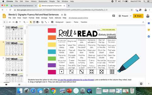 Digraphs Fluency Roll & Read Decodable Sentences by Sparkling in Second ...