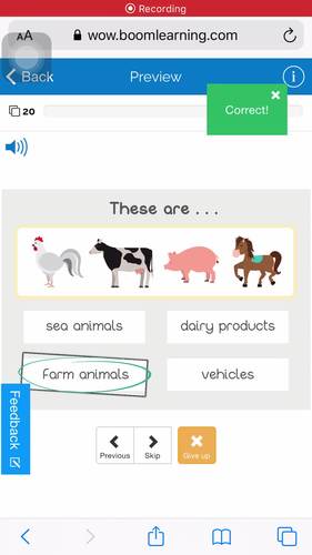 NO PRINT Interactive iSpy Move the Car for Naming Categories Boom Card
