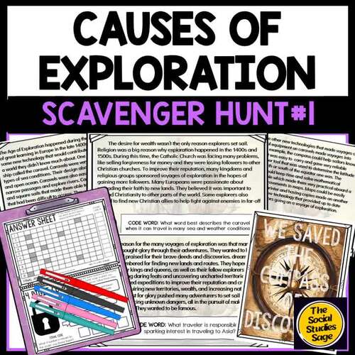 Causes of Exploration Scavenger Hunt - Reading Comprehension Question Trail