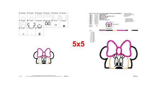 Minnie Mouse Applique 02 Embroidery Design - Instant Download by Aneta H