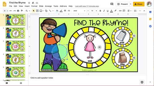 Rhyming Words | Digital Activity for Google Slides™ and Seesaw™ | TPT