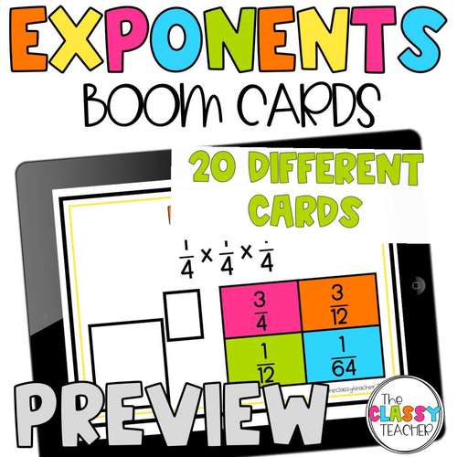 Exponents Boom Cards by The Classy Teacher | TPT