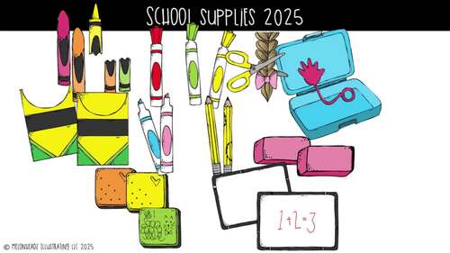 School Supplies clip art Office Supplies clip art COMBO PACK | TPT