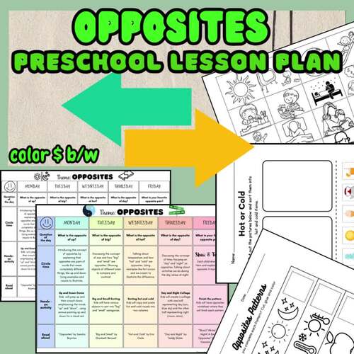 OPPOSITIES- Preschool Weekly Lesson Plan by PavlyStyle | TPT