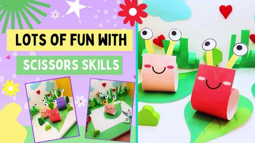 Scissor Skills 2D Shape and Cutting Practice Crafts - Cute Little Snail