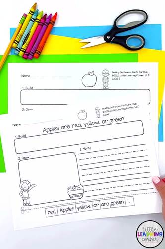 Building Sentences Apple Facts for Kids | Kinder First Grade Writing