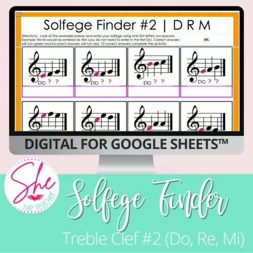 Digital Solfege Worksheet #2: Do Re Mi (Treble Clef) by She The Teacher