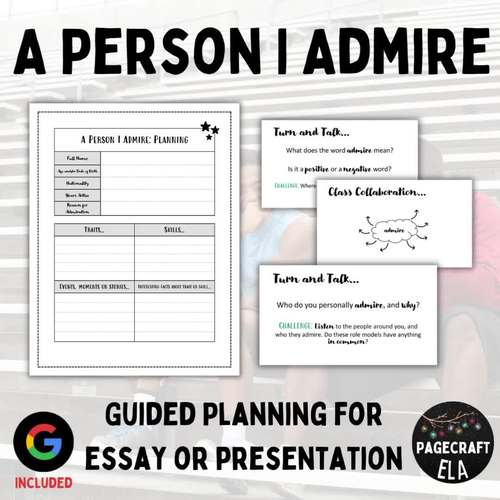 A Person I Admire | Guided Planning | Essay or Talk Preparation | TpT