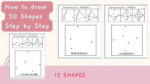 Drawing 3D Shapes Step by step How to draw Worksheet & Flashcards