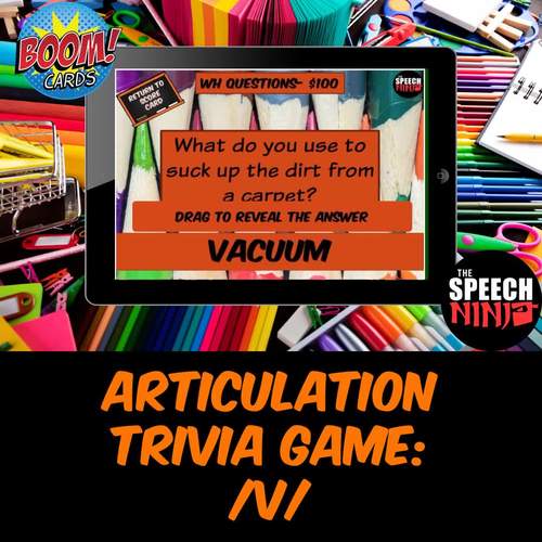 Articulation Trivia Game Boom Cards: V by The Speech Ninja | TPT