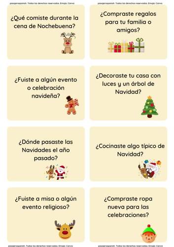 Past Christmas: Preterite Conversation Spanish Navidades Pasadas ...