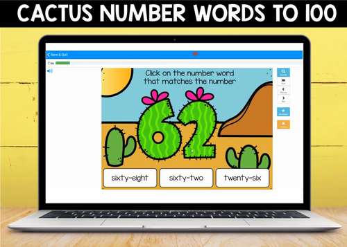 Cactus Number Words Boom Cards 0 - 100 | Distance Learning | TpT