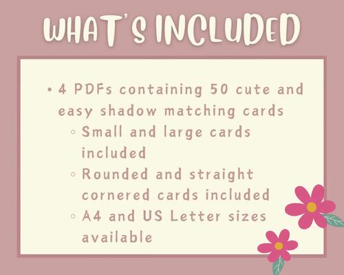 50 Cute and Simple Shadow Matching Cards Game | Matching Activity ...