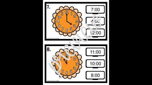 Thanksgiving Telling Time to the HOUR Clip It Task Cards | TPT