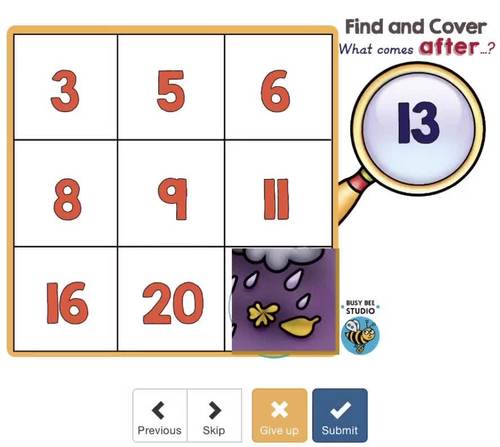 ORDERING NUMBERS TO 20 MATH BOOM CARDS FALL GAME KINDERGARTEN 1ST GRADE ...
