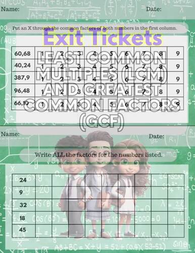 LEAST COMMON MULTIPLE (LCM) and GREATEST COMMON FACTORS (GFC) Math Exit ...