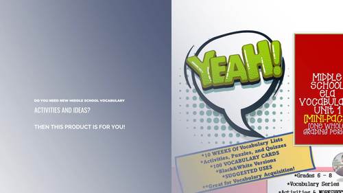 MIDDLE SCHOOL ELA Vocabulary Lists & Activities [UNIT1] | TPT