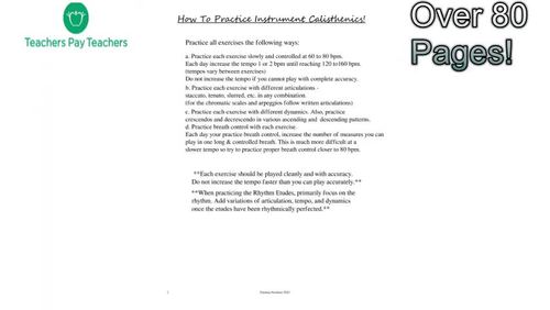 Full Year Band Exercise Sheet Music | Treble Clef Instruments Distance ...