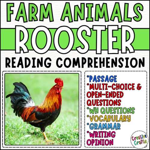 Rooster Farm Animals Reading Comprehension Passage and Questions 3rd Grade