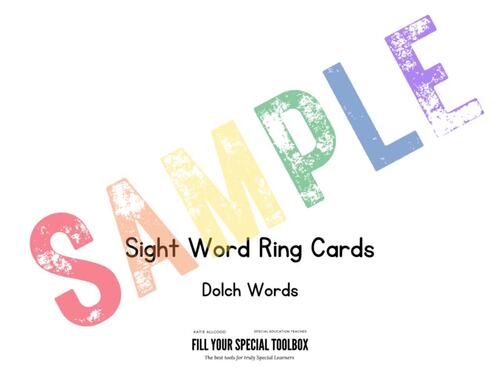 Fry Sight Word Ring Cards (List 1 - 4) by Fill Your Special Toolbox