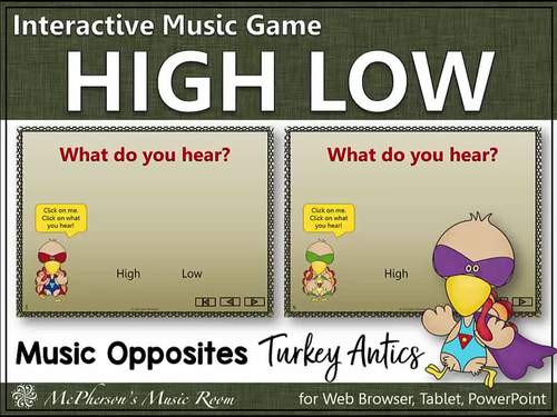 Thanksgiving Music High and Low Interactive Music Opposites Game ...