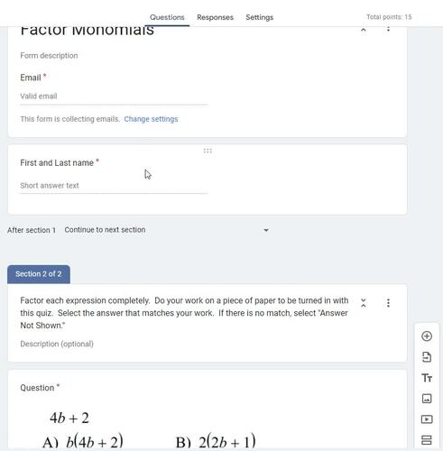 Factoring a Constant - Polynomials - Self-Grading Quiz by On Teaching Math